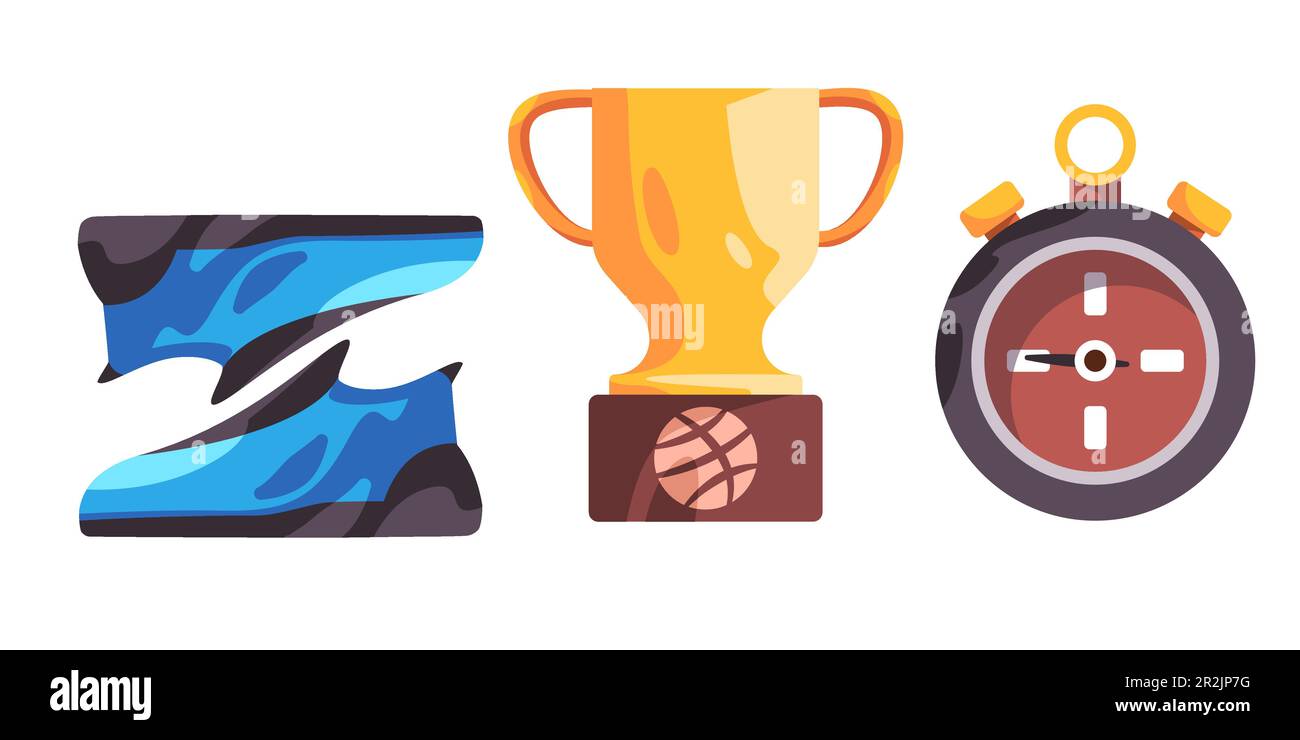 golden trophy stopwatch and shoes basketball equipment sport health ...