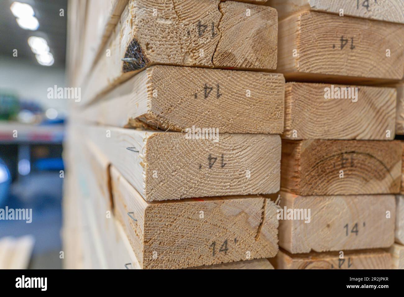 Wood Stacked in Lumberyard from a sawmill Stock Photo - Alamy