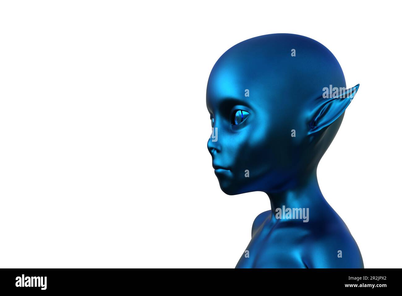 3d render. Portrait of a blue elf on a white background Stock Photo - Alamy