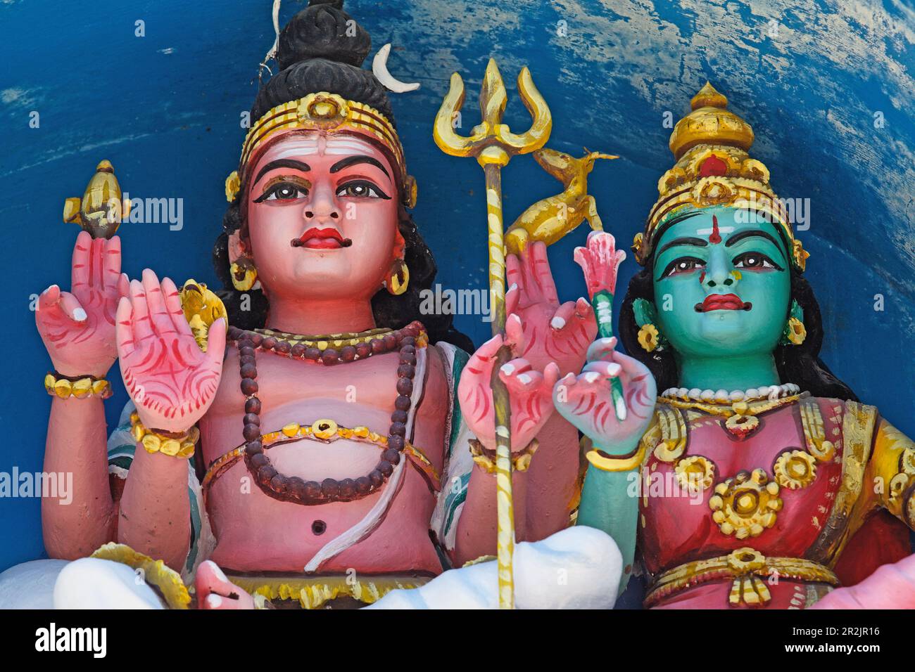 Statues at an indian temple at Pereybere, Mauritius, Africa Stock Photo ...