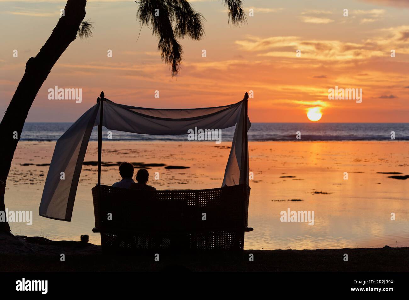 Beach of Grand Hotel du Lagoon at sunset, Saint Gilles, La Reunion ...