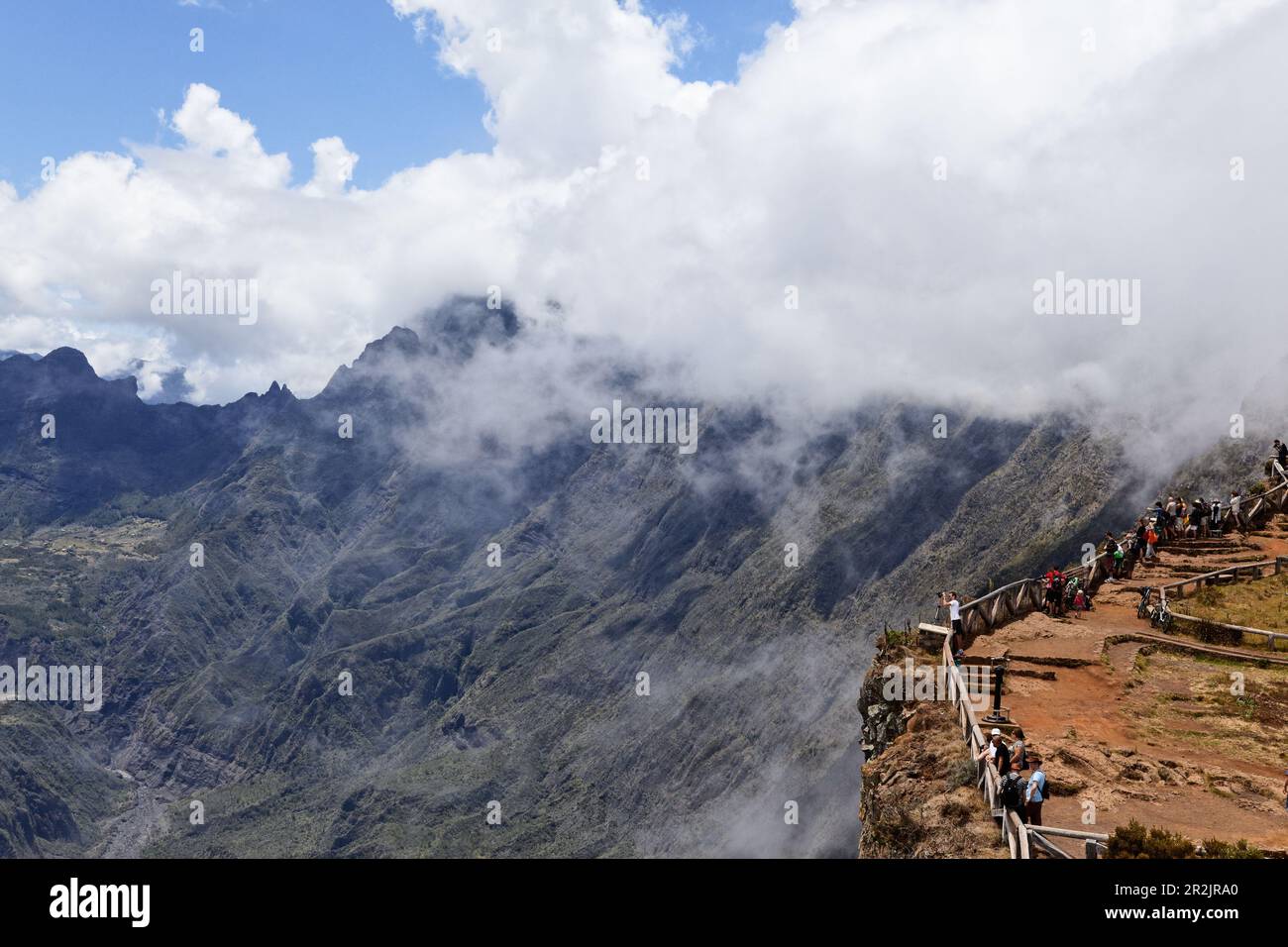 Maido, View into the caldera of Mafate, La Reunion, Indian Ocean Stock ...