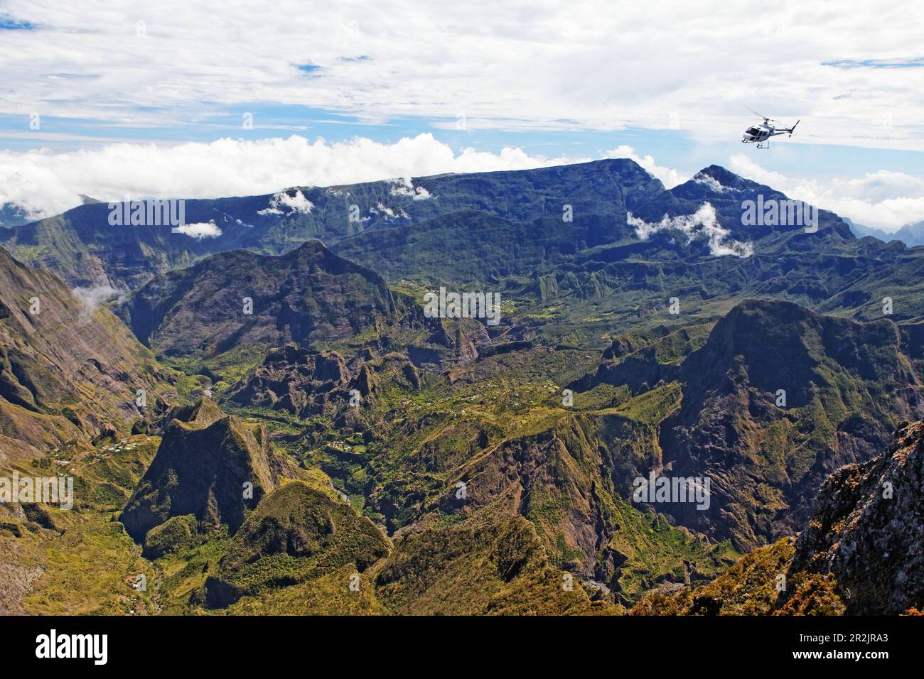 Maido, View into the caldera of Mafate, La Reunion, Indian Ocean Stock ...