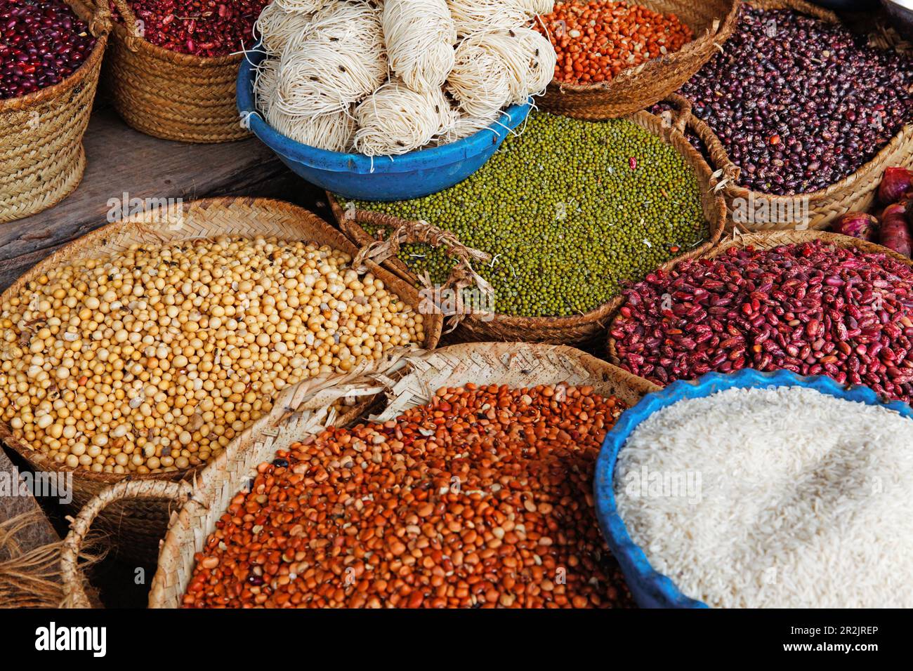 Rice and pulses at Darajani Market, Stonetown, Zanzibar City, Zanzibar ...