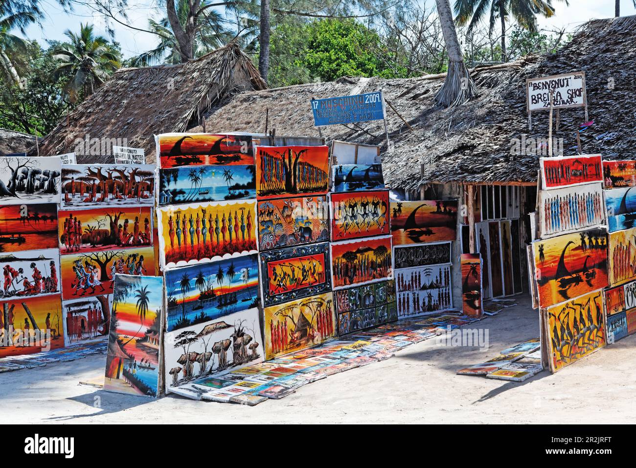 Gallery at the beach of Kiwenga, Zanzibar, Tanzania, Africa Stock Photo - Alamy