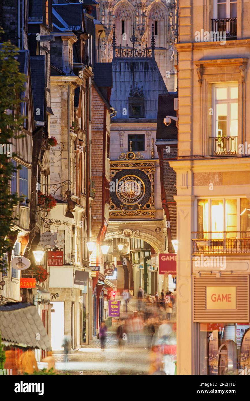 Rouen, Astronomical clock in Rue du Gros-Horloge, Rouen, Seine-Maritime ...
