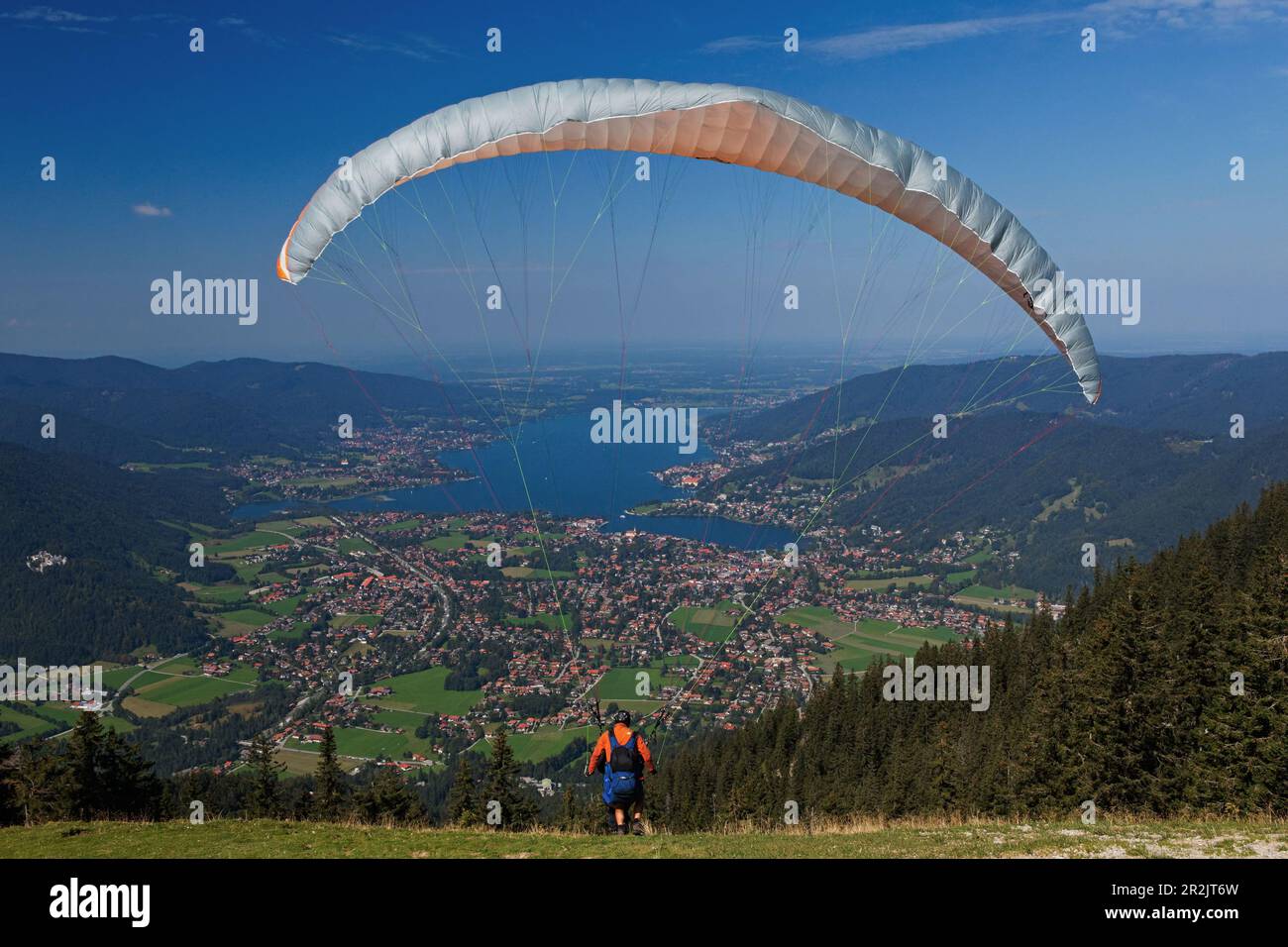 Paragliding from Wallberg, Rottach-Egern, Tegernsee, Upper Bavaria ...
