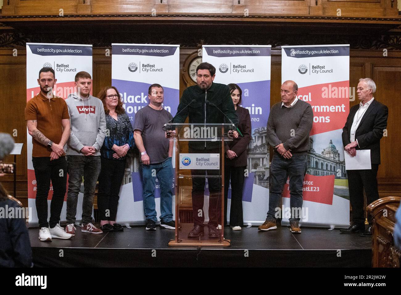 SDLP's Paul Doherty (centre) at Belfast City Hall after the Northern ...