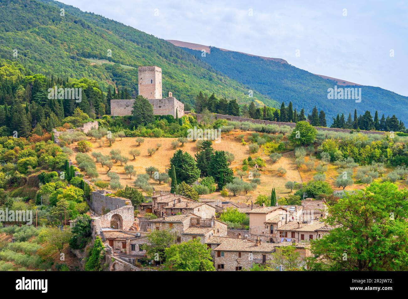 View to Rocca Minore Castle in Assisi, Perugia Province, Umbria, Italy ...