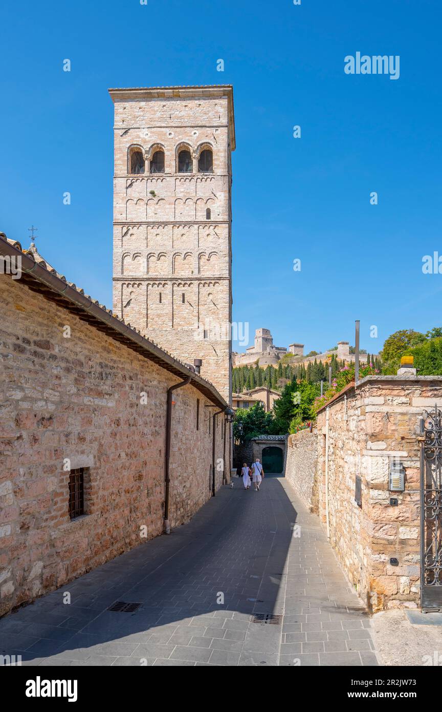 San Rufino Cathedral with Rocca Maggiore Castle in Assisi, Perugia ...