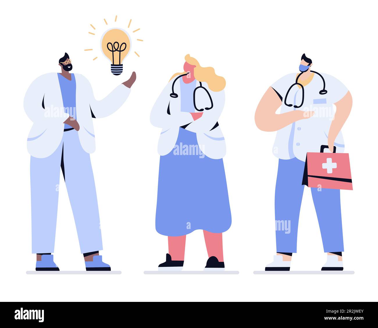 medics people vector doctors and nurses doctor with light bulb Stock ...