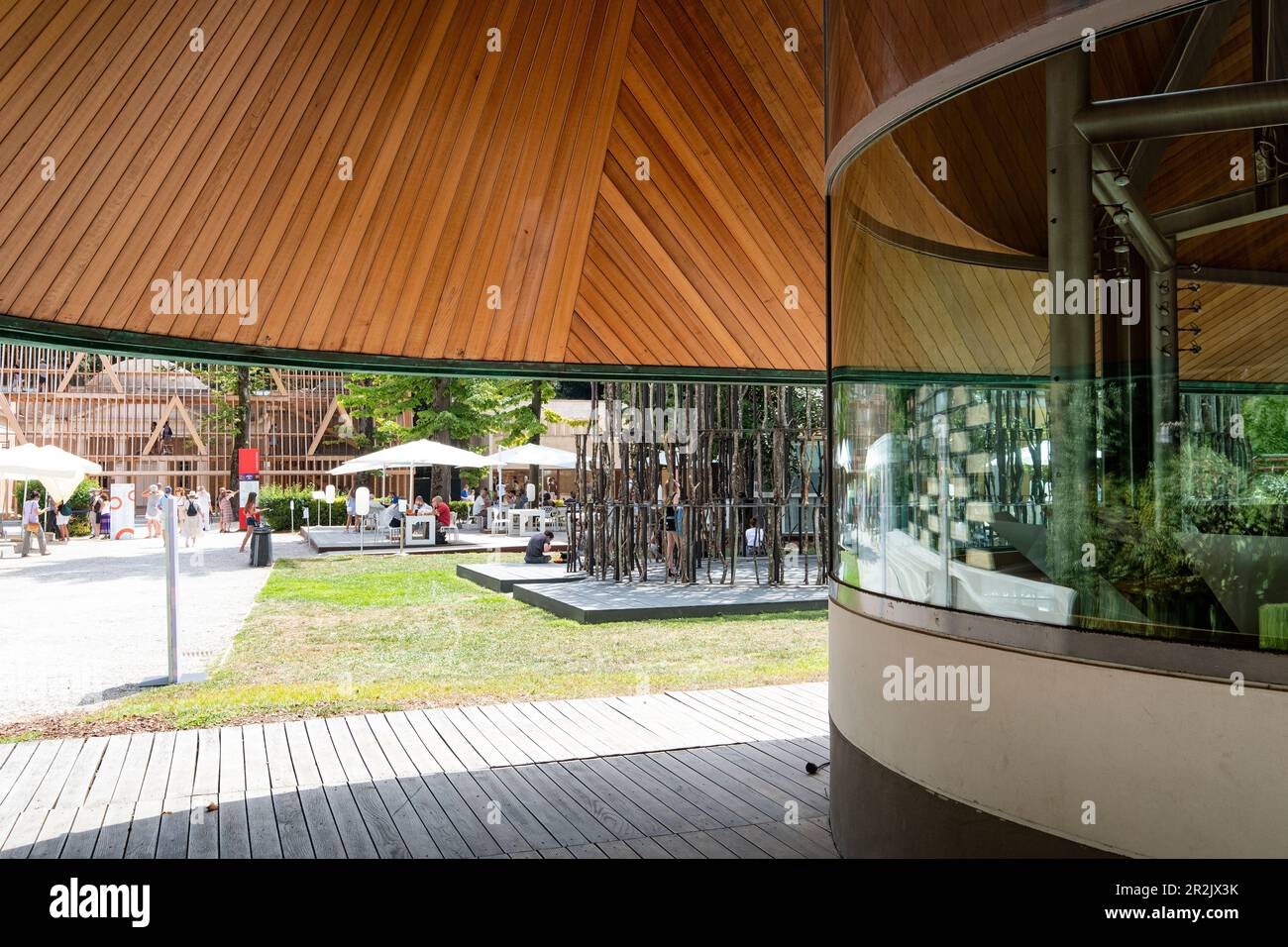 View of the outside area of the Architecture Biennale 2021, in the ...