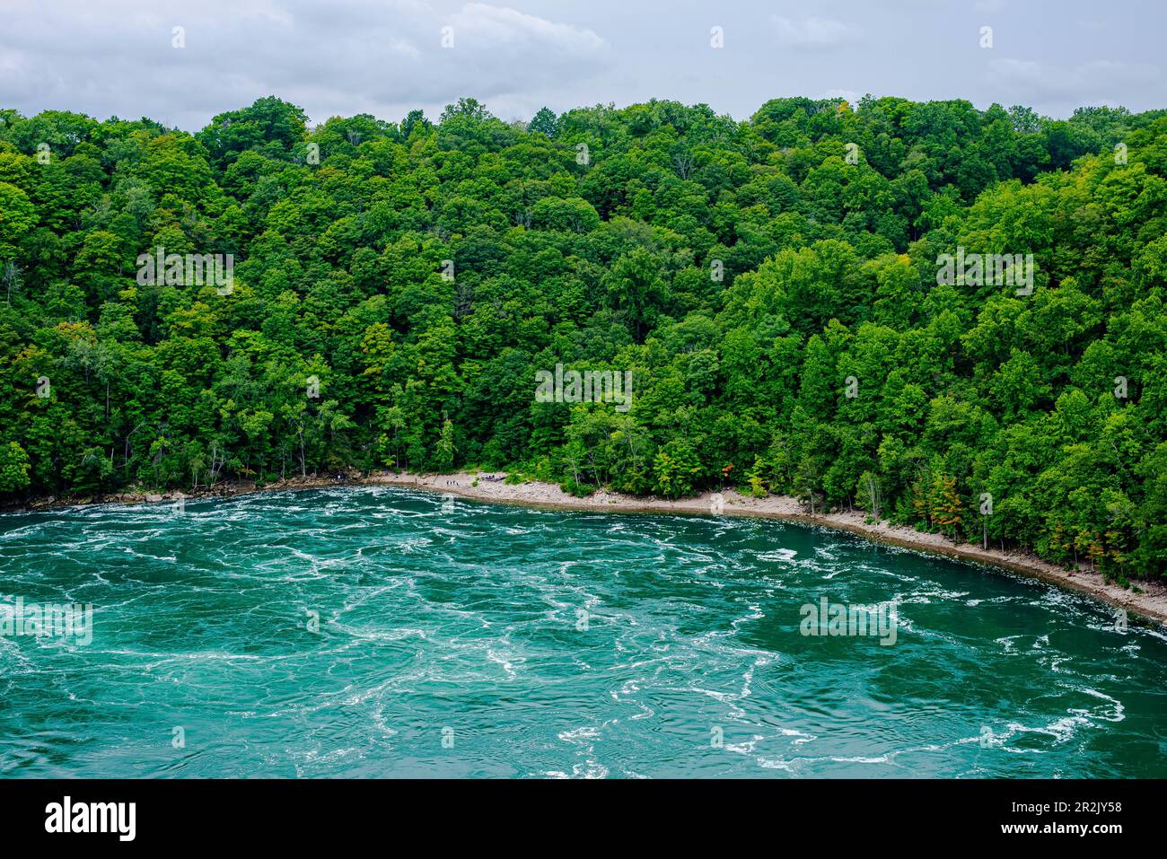 Aeriel view of the Whirlpool beach in Niagara Falls, Ontario, Canada ...