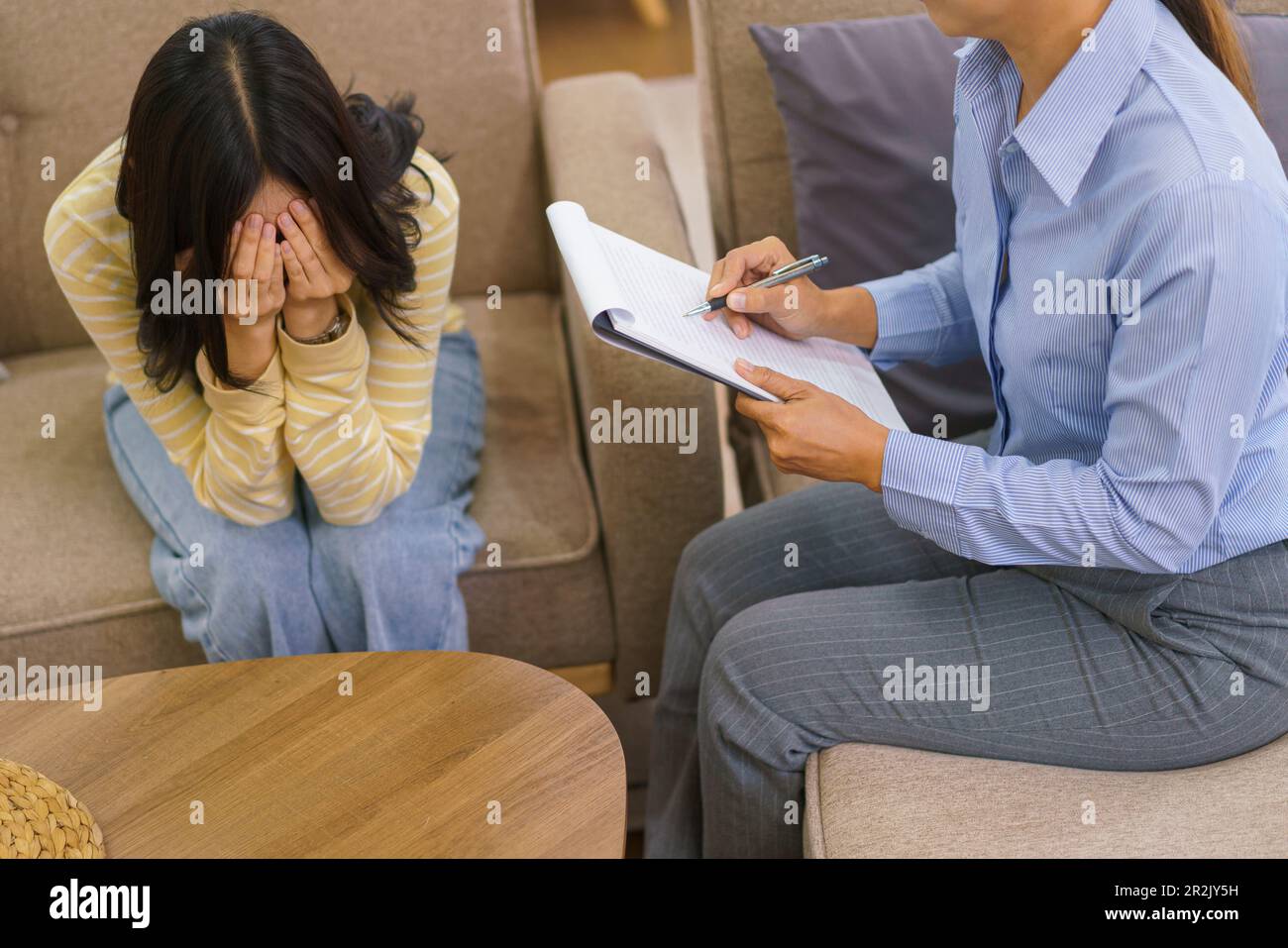 Female patients crying while listening result of treatment after ...