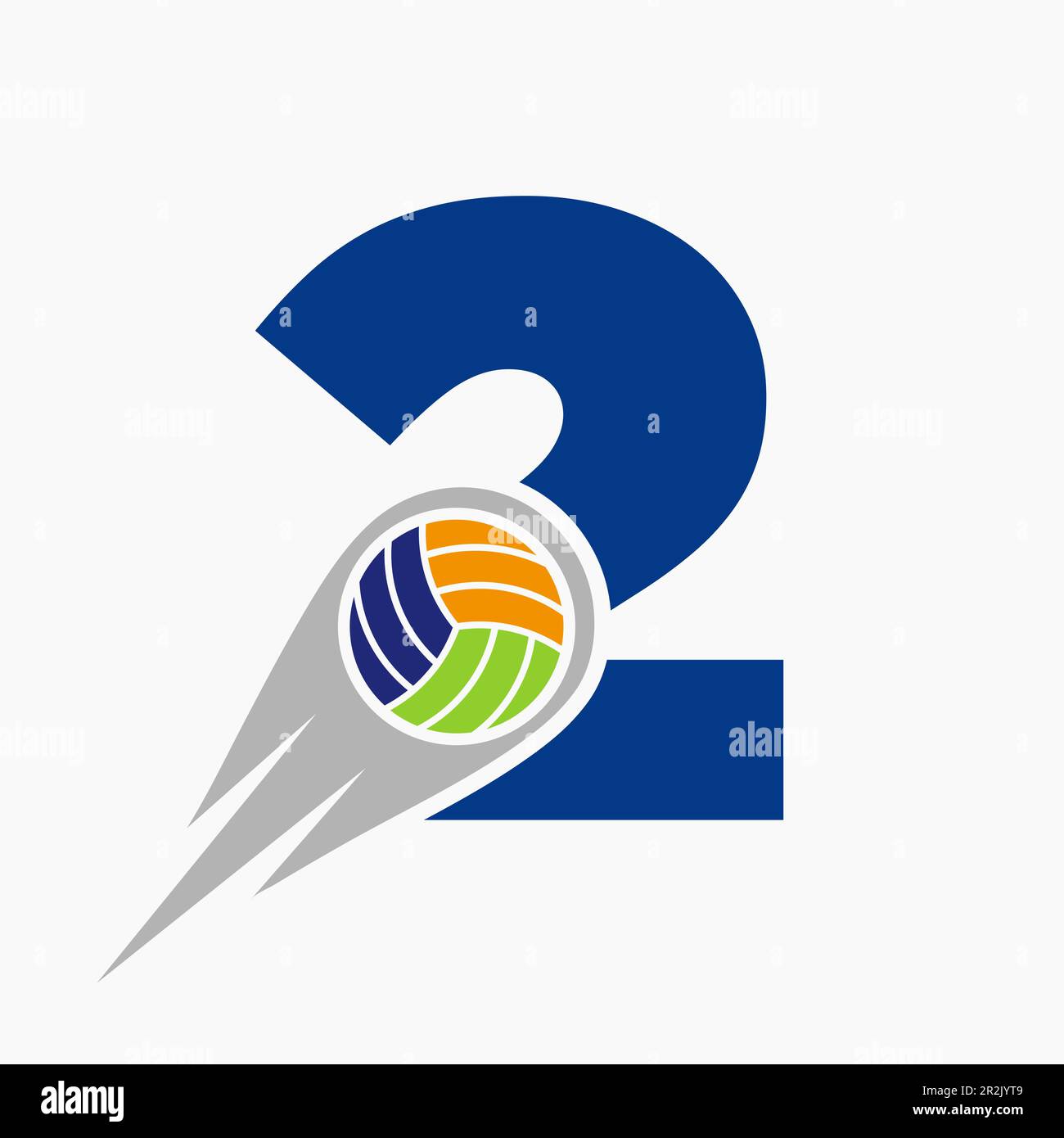 Letter 2 Volleyball Logo Concept With Moving Volley Ball Icon ...