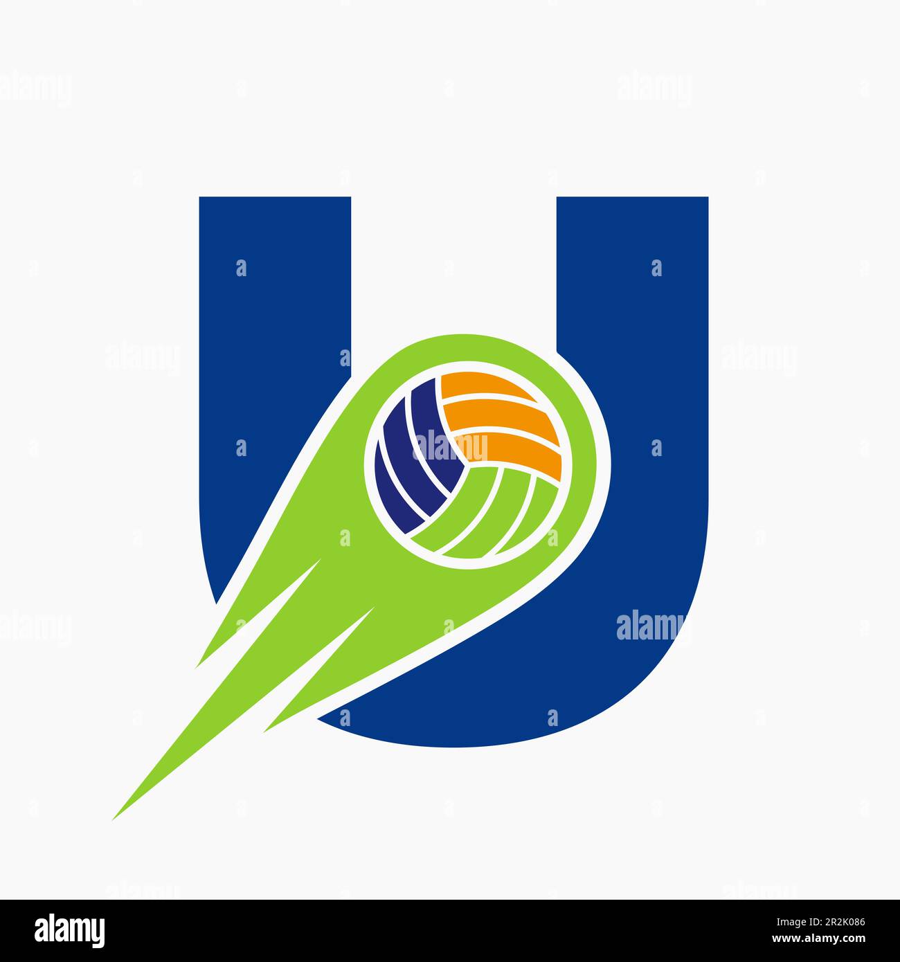 Letter U Volleyball Logo Concept With Moving Volley Ball Icon ...