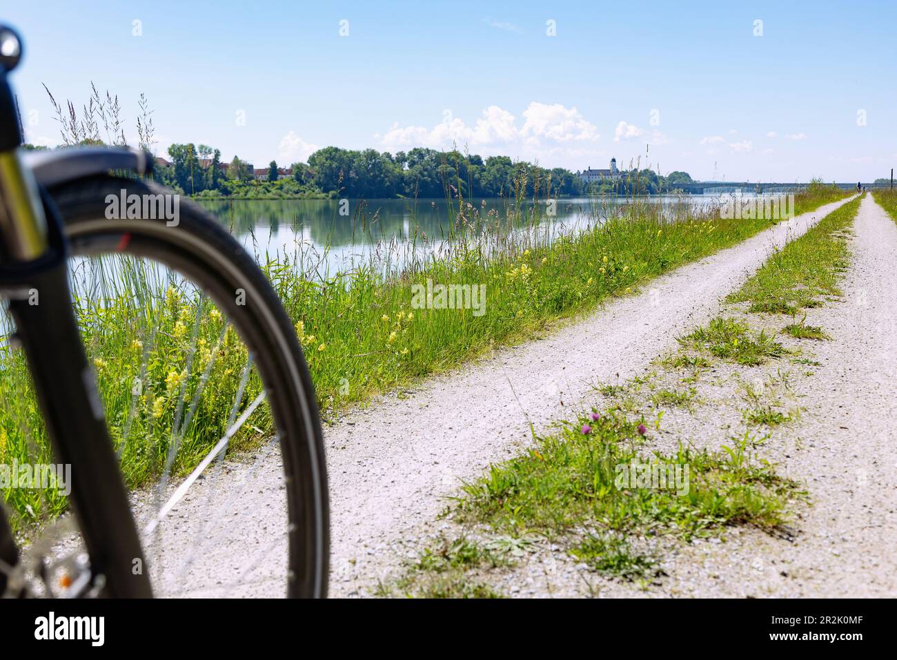 Inn cycle path with a view of Suben Abbey Stock Photo - Alamy