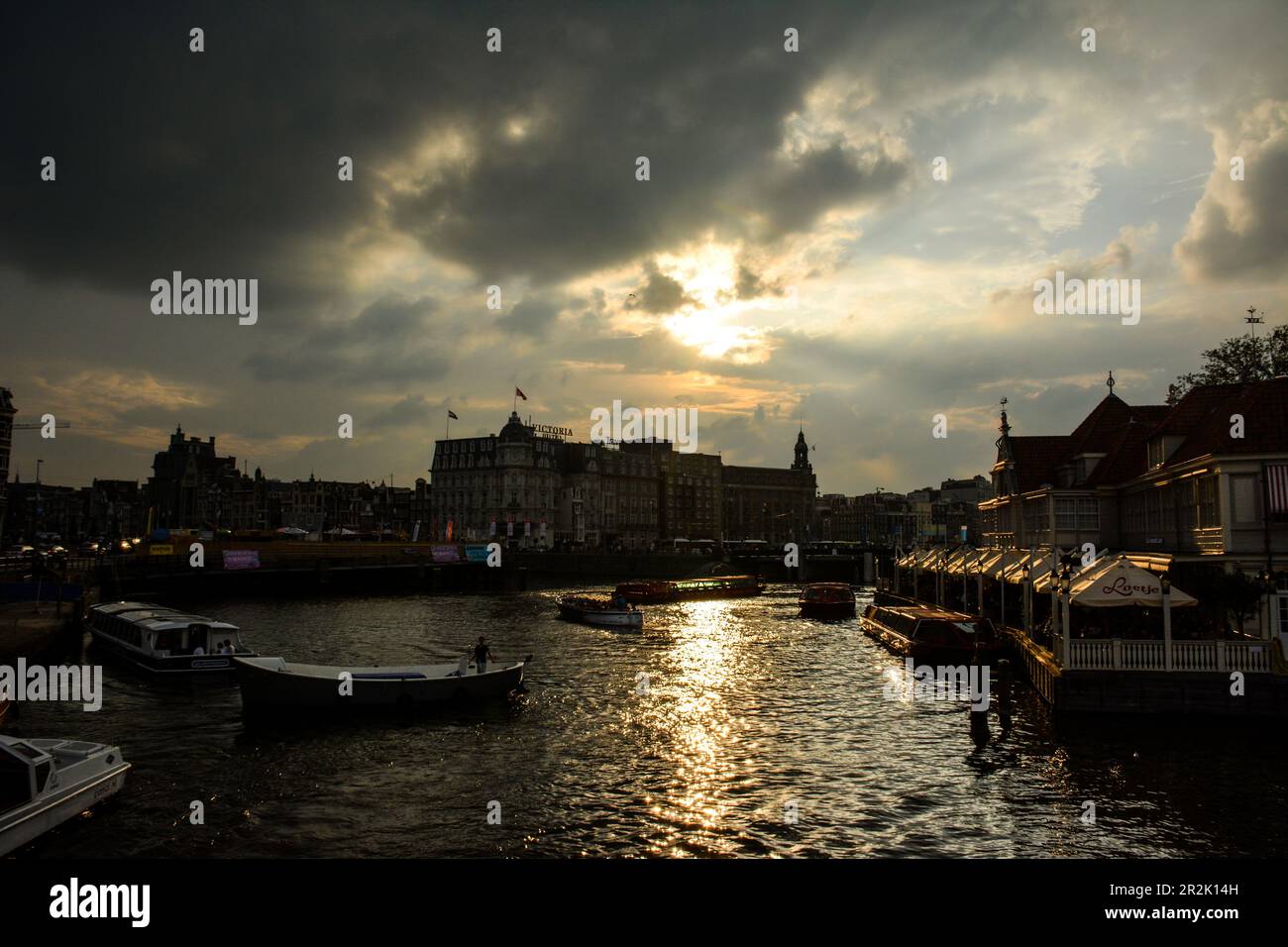 Sunset in Amsterdam Waters Stock Photo - Alamy