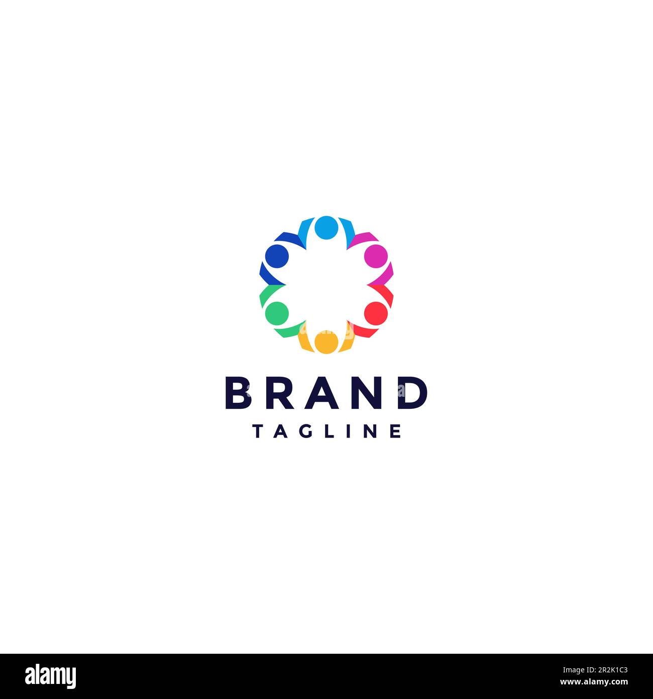 Unity difference simple logo design. Six colorful human icons together ...