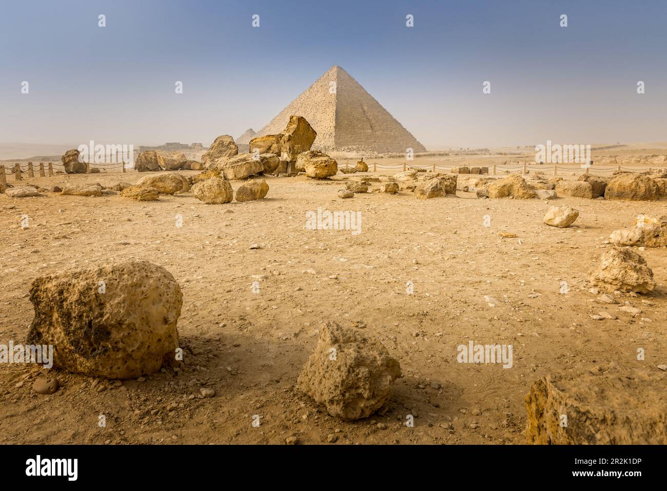 View to the Menkaure Pyramid from the Khafre Pyramid, Egypt Stock Photo ...