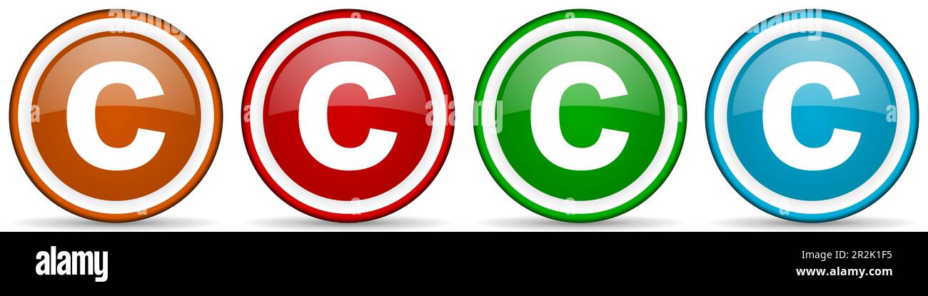 Copyright glossy icons, set of modern design buttons for web, internet ...