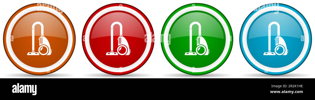Vacuum cleaner glossy icons, set of modern design buttons for web ...