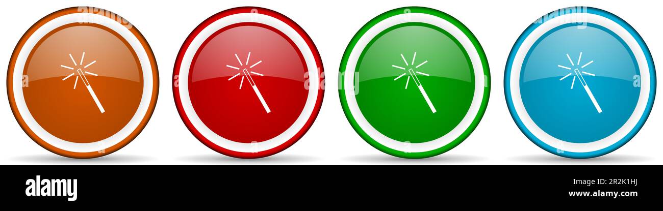 Magic wand glossy icons, set of modern design buttons for web, internet ...