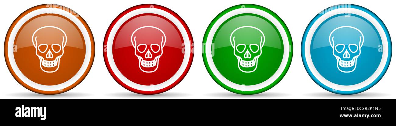 Skull glossy icons, set of modern design buttons for web, internet and ...