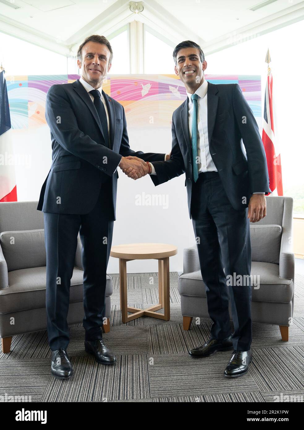 Britain's Prime Minister Rishi Sunak, right, meets with French ...