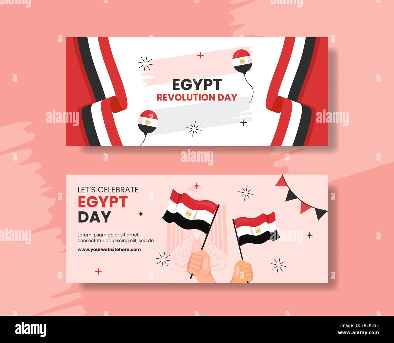 Egypt Revolution Day Horizontal Banner Cartoon Hand Drawn Templates ...