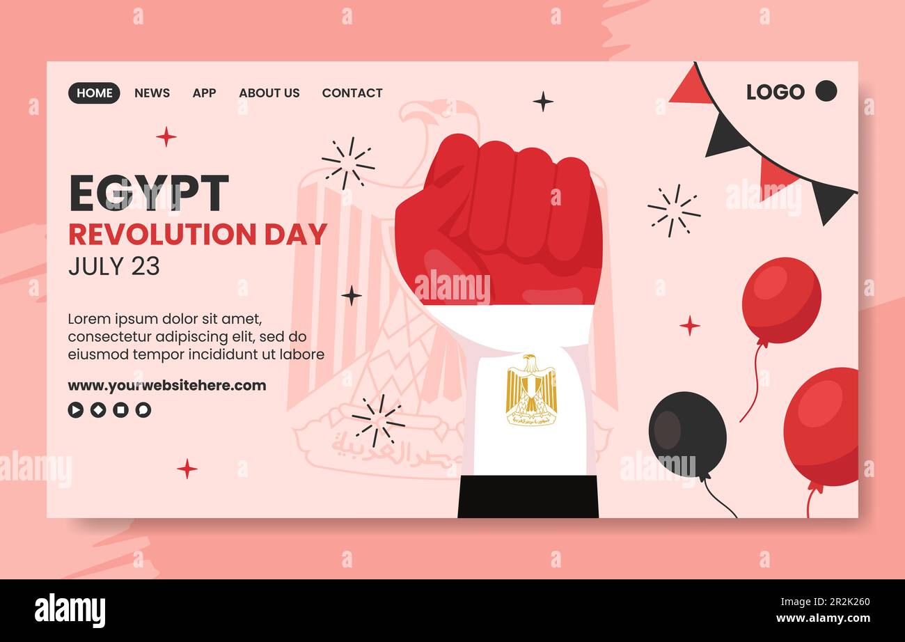 Egypt Revolution Day Social Media Landing Page Flat Cartoon Hand Drawn ...