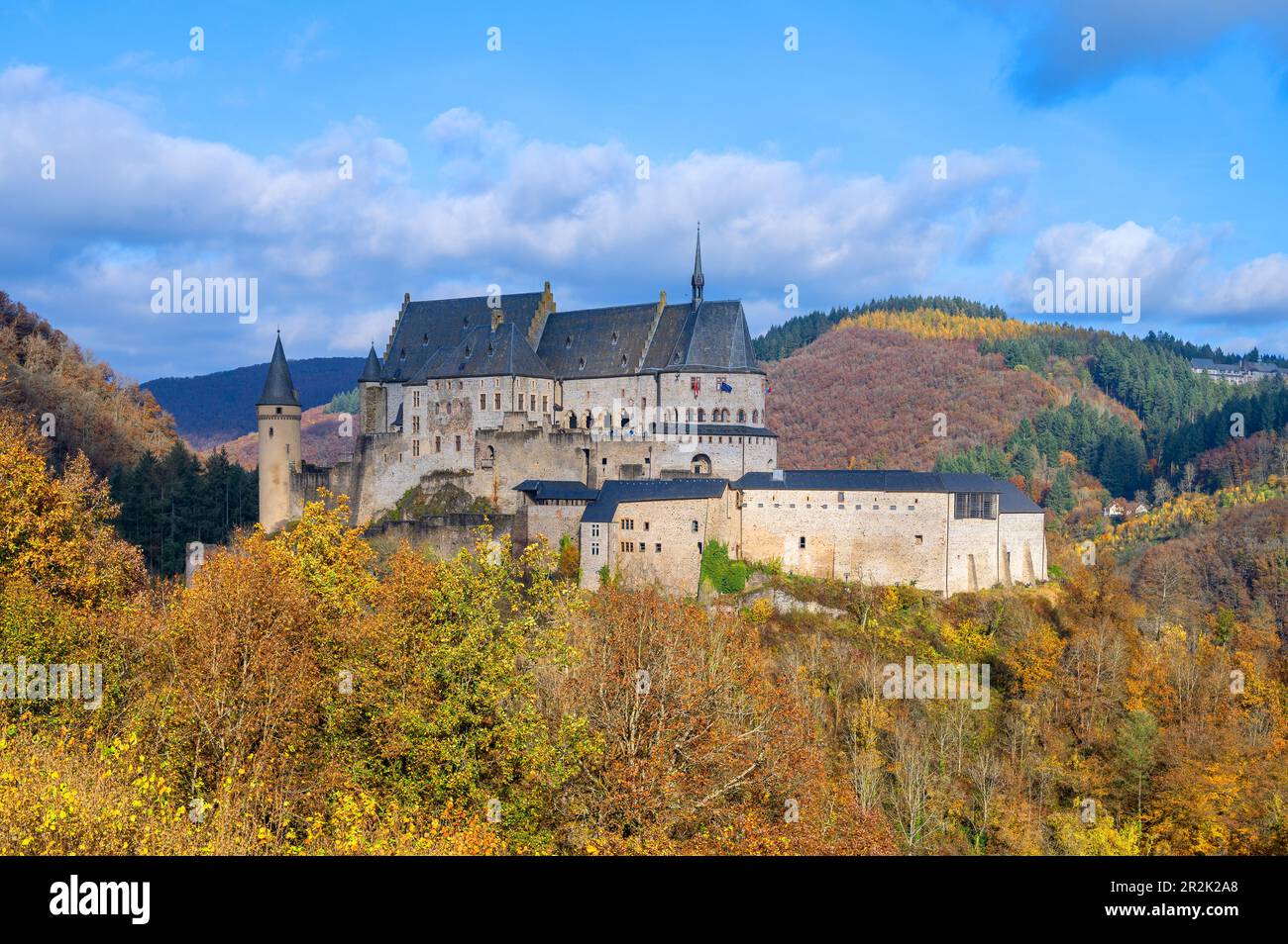 Vianden Castle, Vianden Canton, Grand Duchy of Luxembourg Stock Photo ...