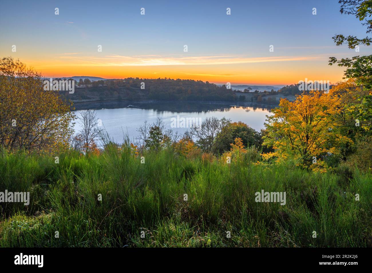 Dawn at Weinfelder Maar near Daun, Totenmaar, Dauner Maare, Eifel ...