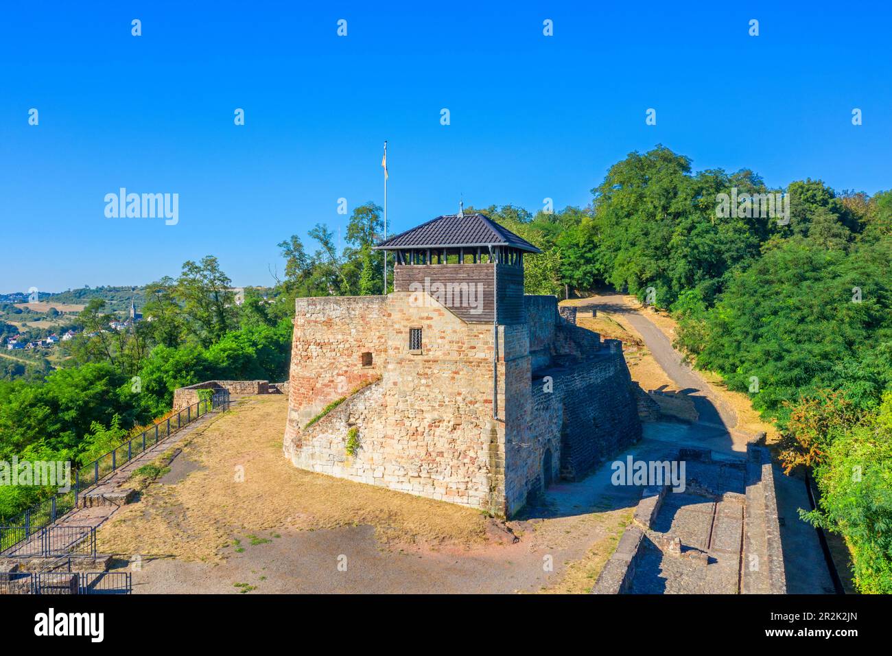 Aerial view of Teufelsburg Castle near Saarlouis, Saar Valley, Saarland ...