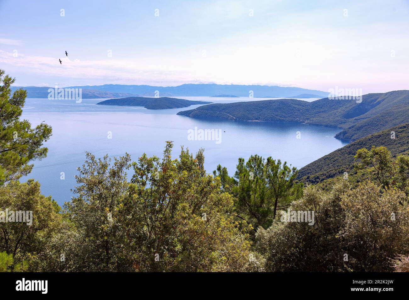 Islands of Cres, Plavnik and Krk, view from the east coast of the ...