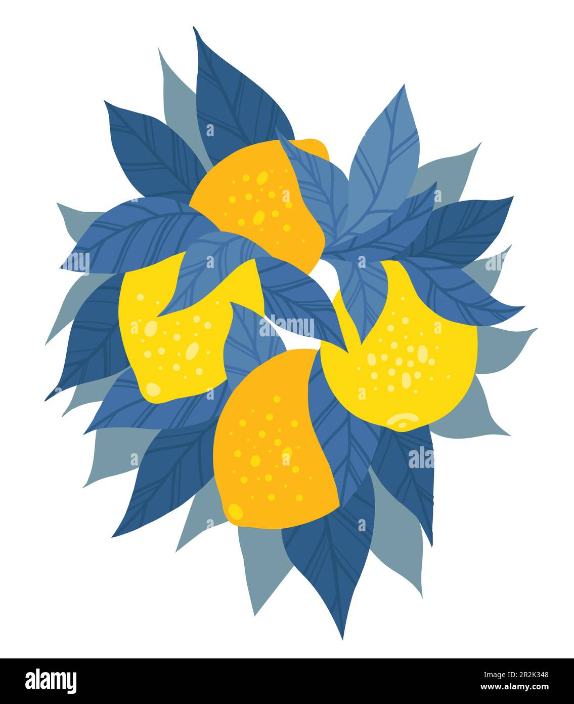 Vector modern illustration of bunch of lemons isolated on white ...