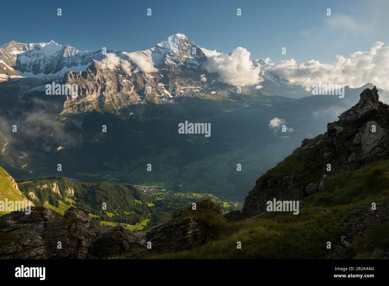 Eiger north face from peaks, Alpbaach, Grindelwald, Bernese Oberland ...
