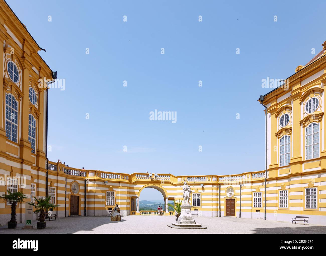 Melk Abbey; Church forecourt, viewing terrace Stock Photo - Alamy