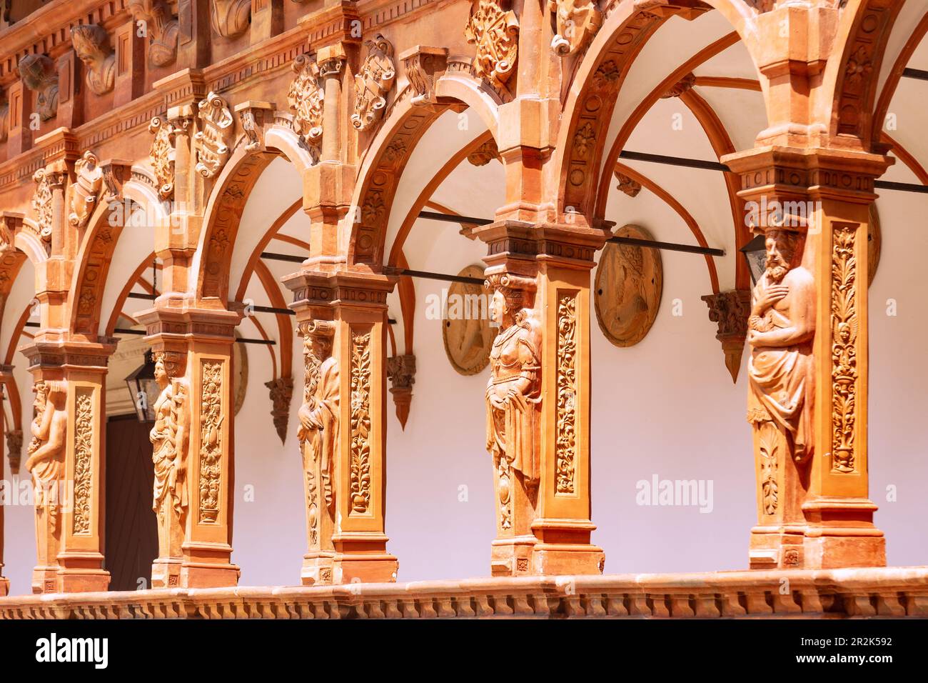 Schallaburg Castle; Arcade courtyard, terracotta arcades Stock Photo ...
