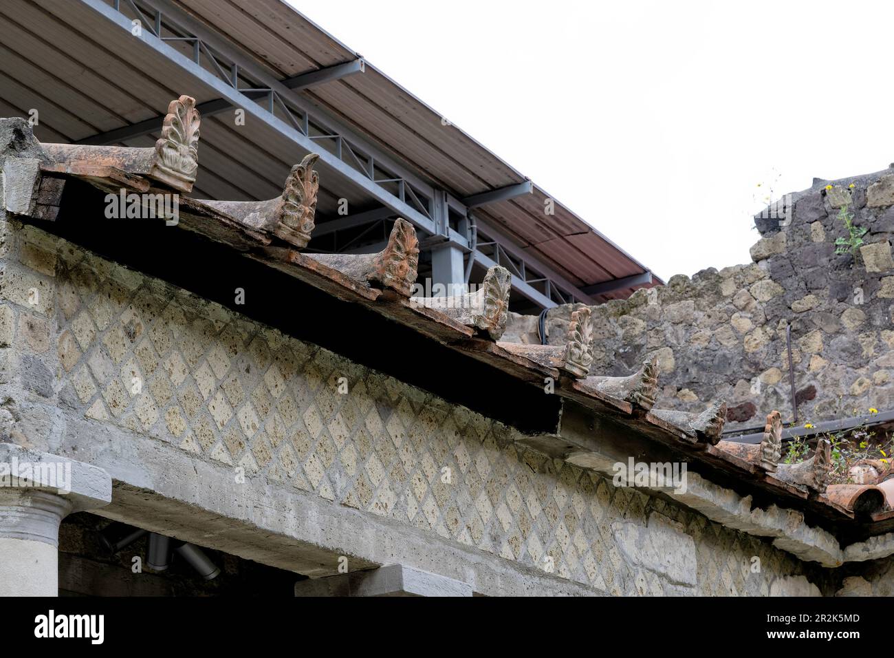 Antefix roof tiles at Villa di Poppea, Oplontis, Pompeii Stock Photo ...