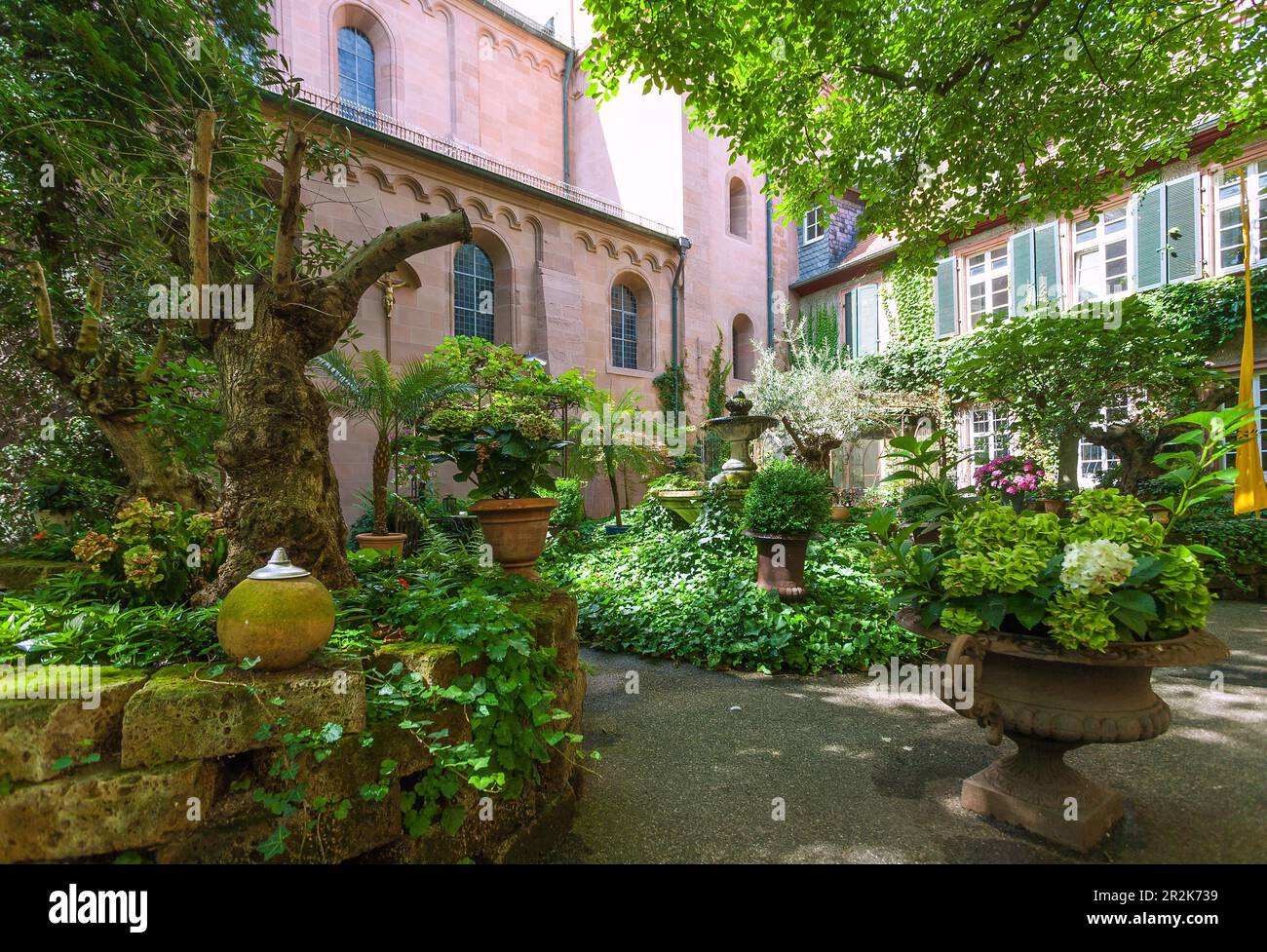 Worms, St. Martin, courtyard garden Stock Photo - Alamy