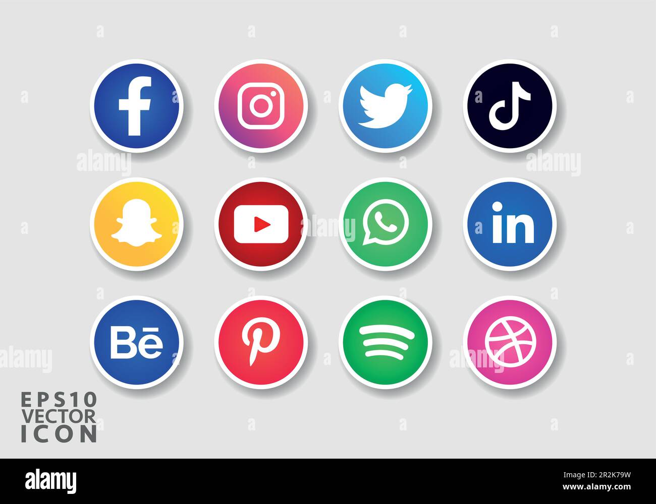 Set Of Popular Social Media Icons Social Media Icons Pack Social Media Logos Pack Stock Vector 