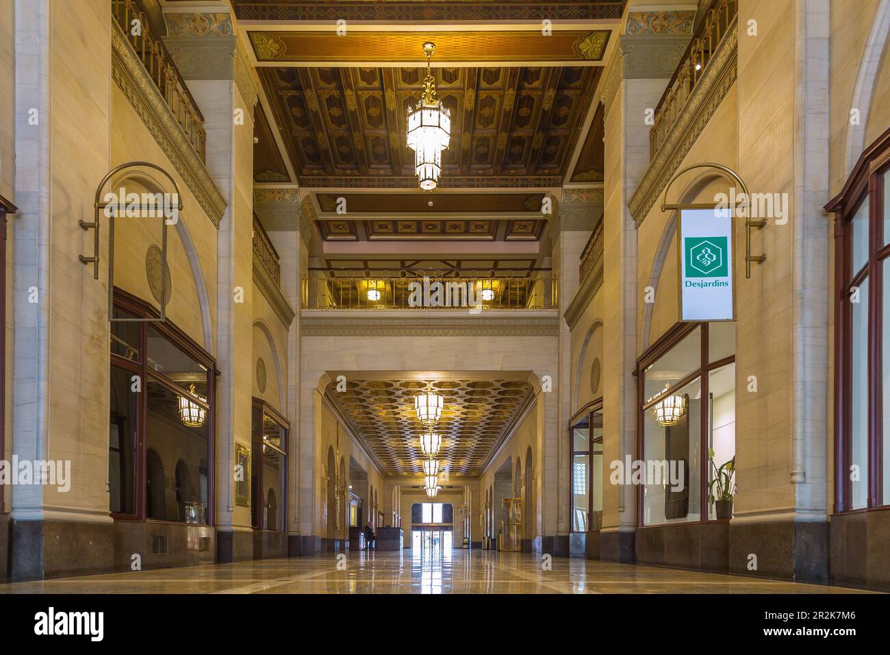 Montreal; Dominion Square Building, foyer with elevators Stock Photo ...