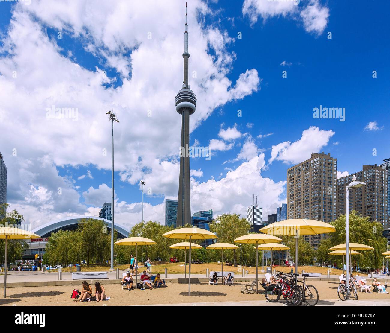 Toronto, The Waterfront, Harbourfront, Queen's Quay West, View of CN ...