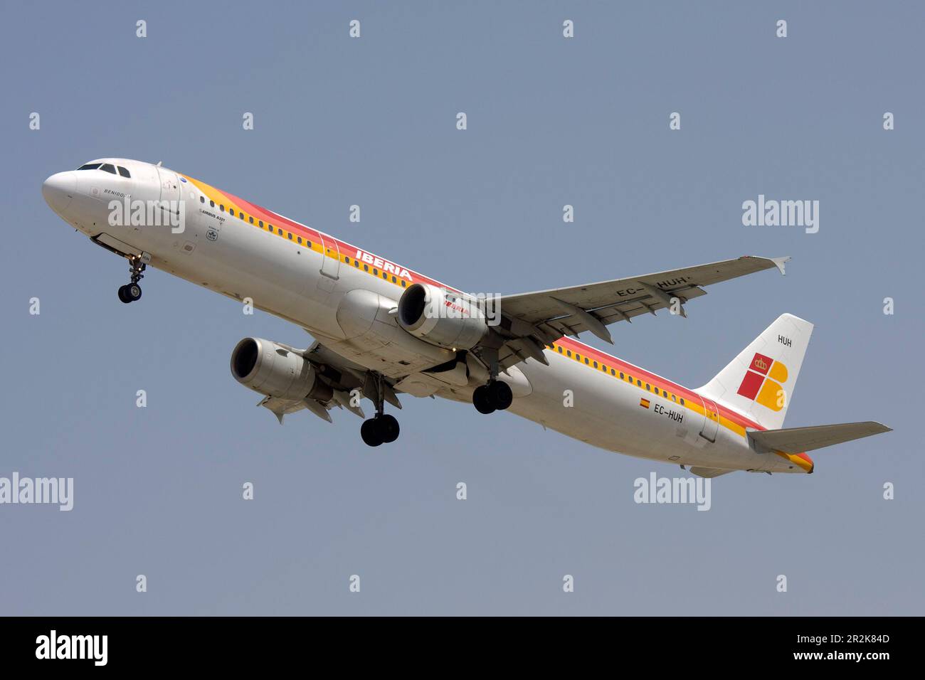 Iberia Airbus A321-211 (Reg.: EC-HUH) on take off runway 31 Stock Photo ...