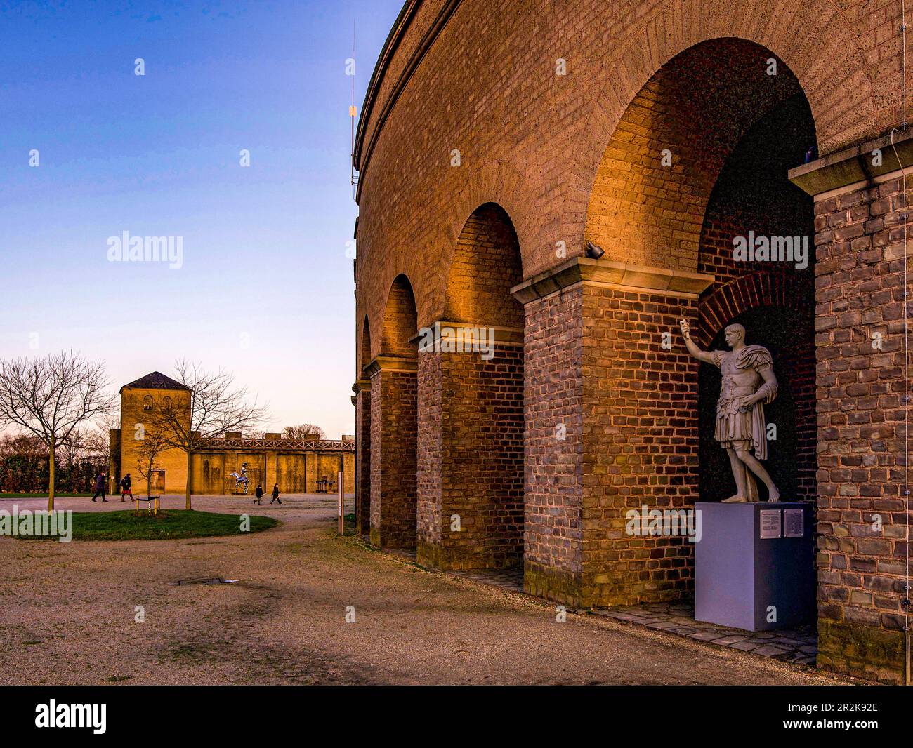 Statue of Emperor Trajan in the arch of the amphitheater in Xanten ...
