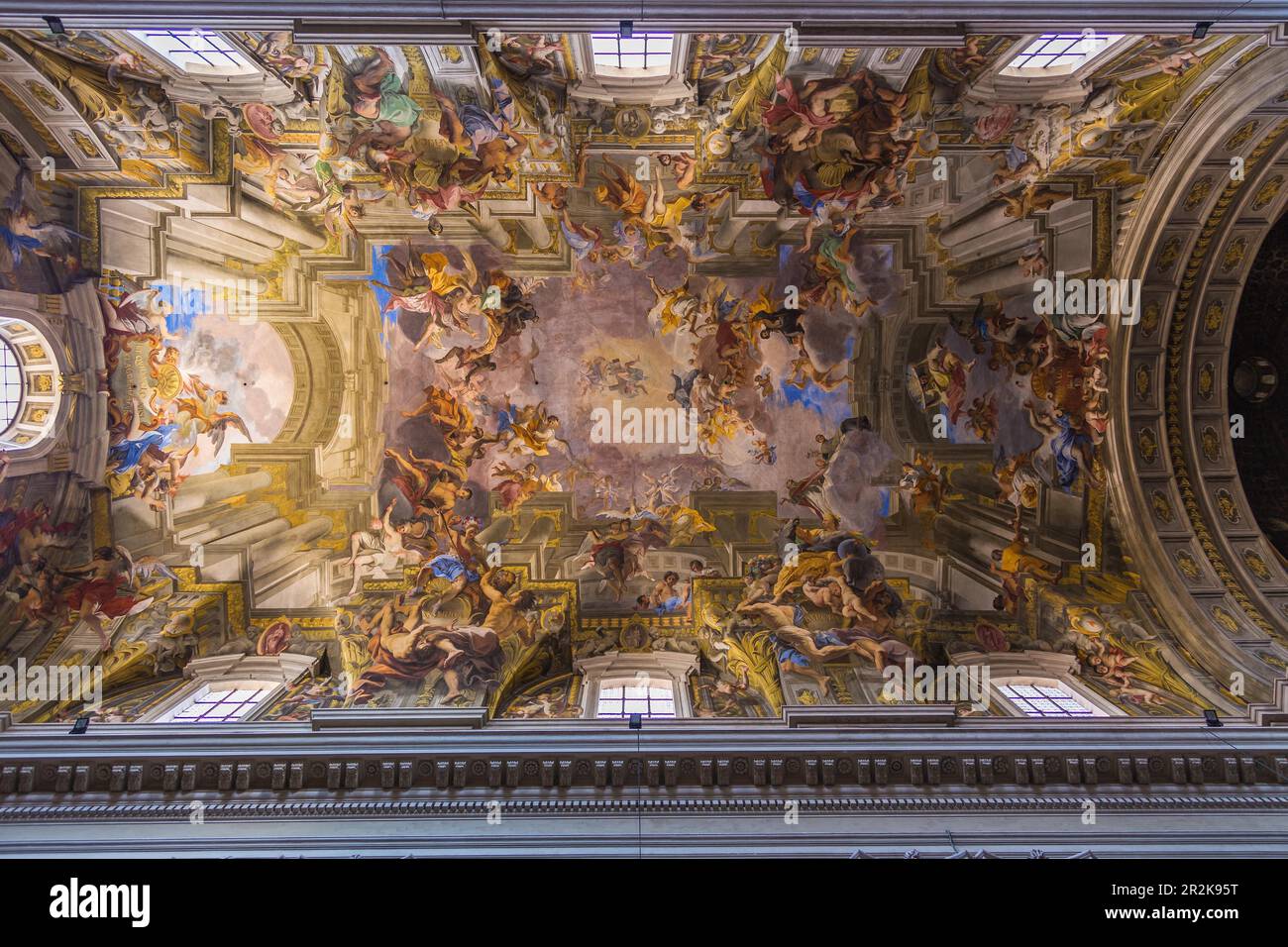 Rome, Church of Sant'Ignazio, ceiling fresco with entry of St. Ignatius ...