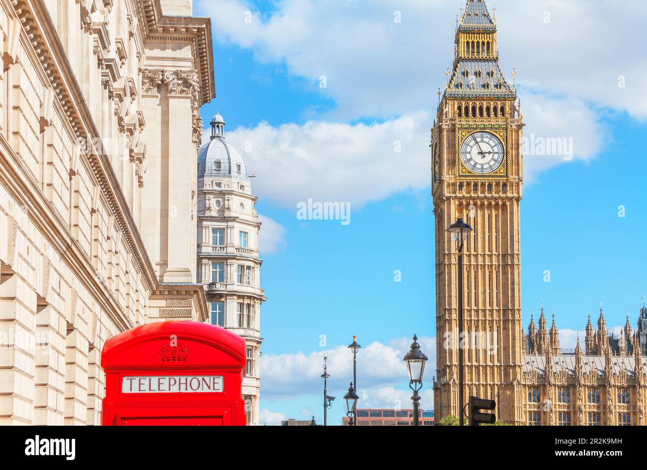 Big Ben and red phone box, London, England, UK Stock Photo - Alamy