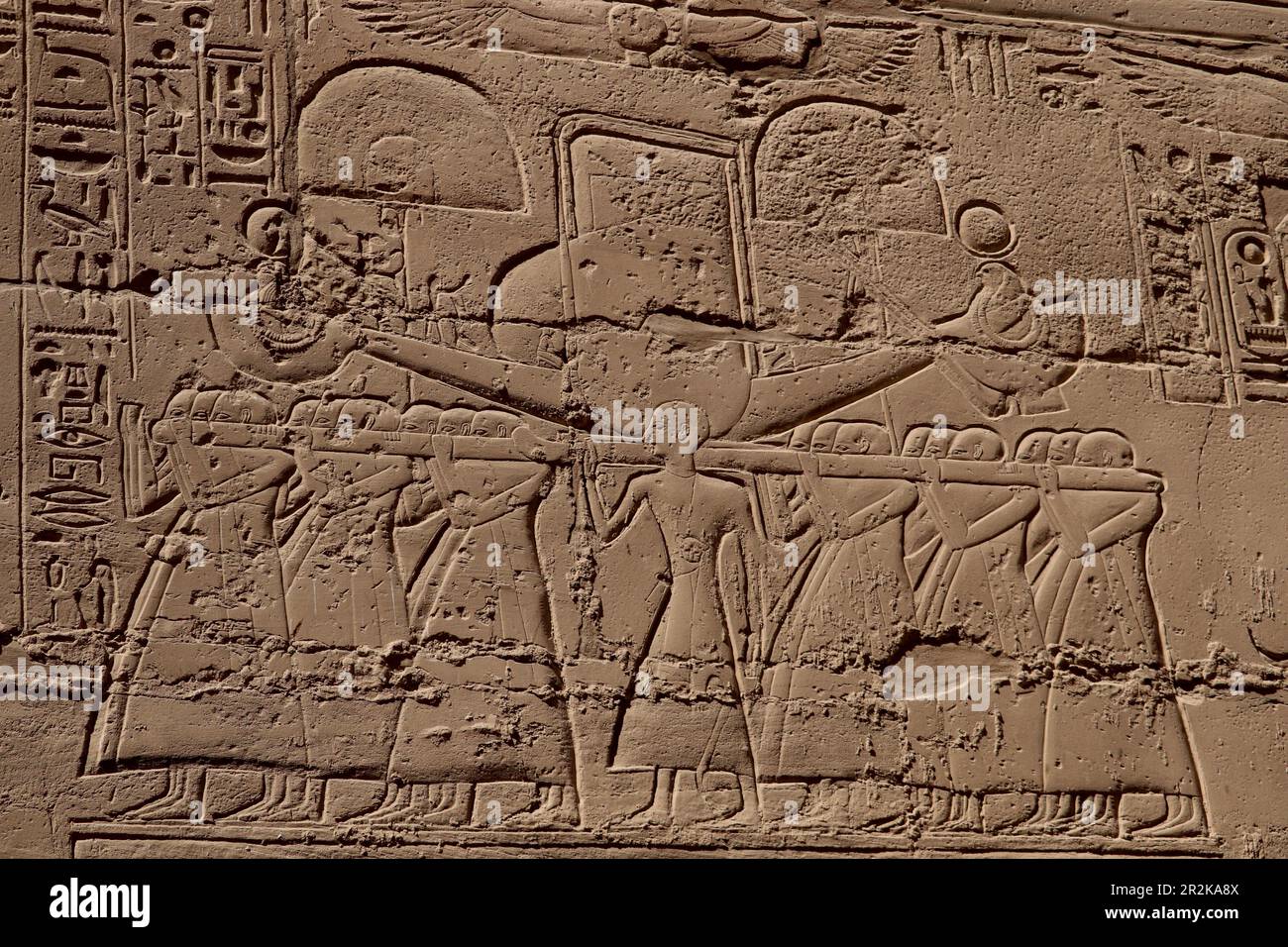 Ancient egyptian symbols and hieroglyphs carved at walls of Karnak ...