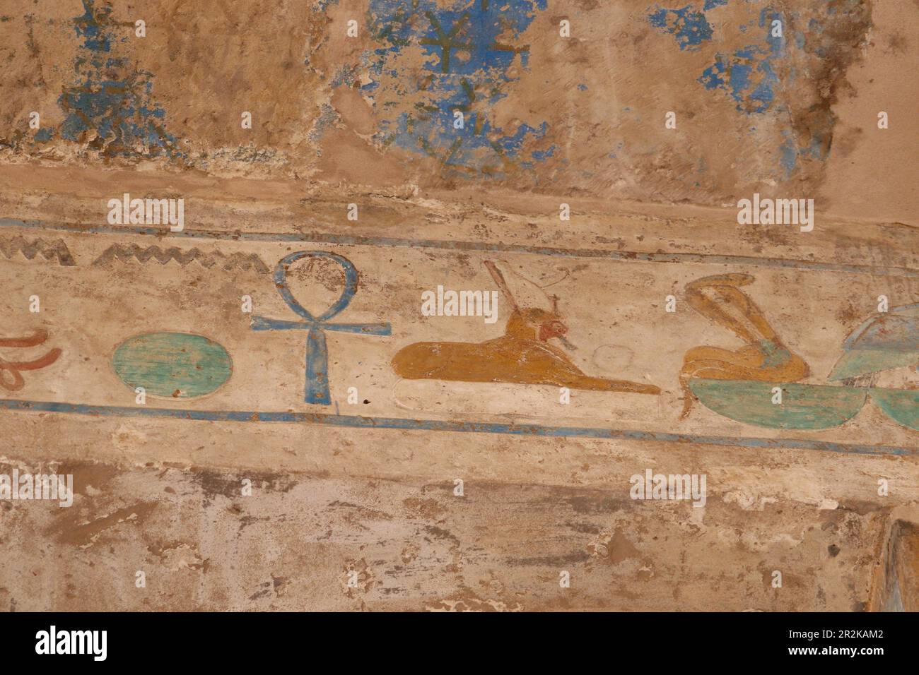 Ancient egyptian symbols and hieroglyphs carved at walls of Karnak ...